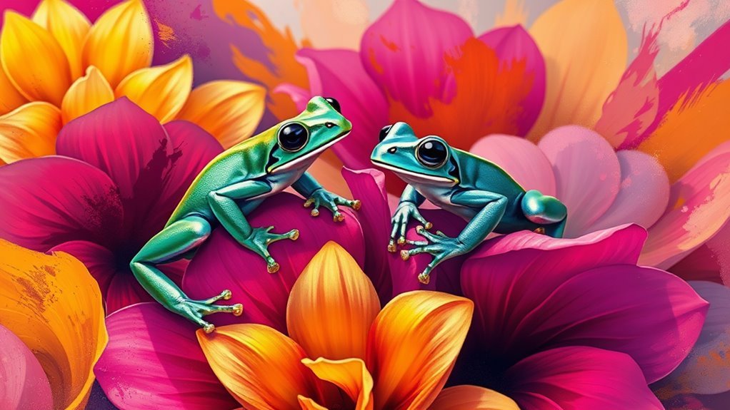 9 Funky Art Techniques For Depicting Two Frogs Amidst A Floral Fantasy 9 Funky Art Techniques For Depicting Two Frogs Amidst A Floral Fantasy